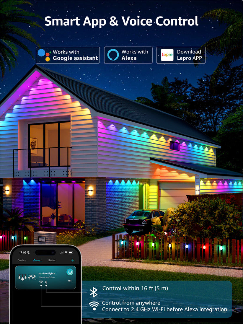 Lepro E1 AI-Powered Permanent Outdoor Lights | Holiday Decor – Lepro US