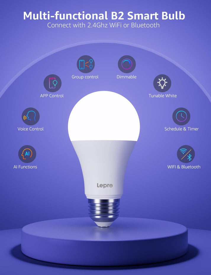 Lepro B2 AI Smart Bulbs | Multi-Color LED Bulbs with Music Sync – Lepro US