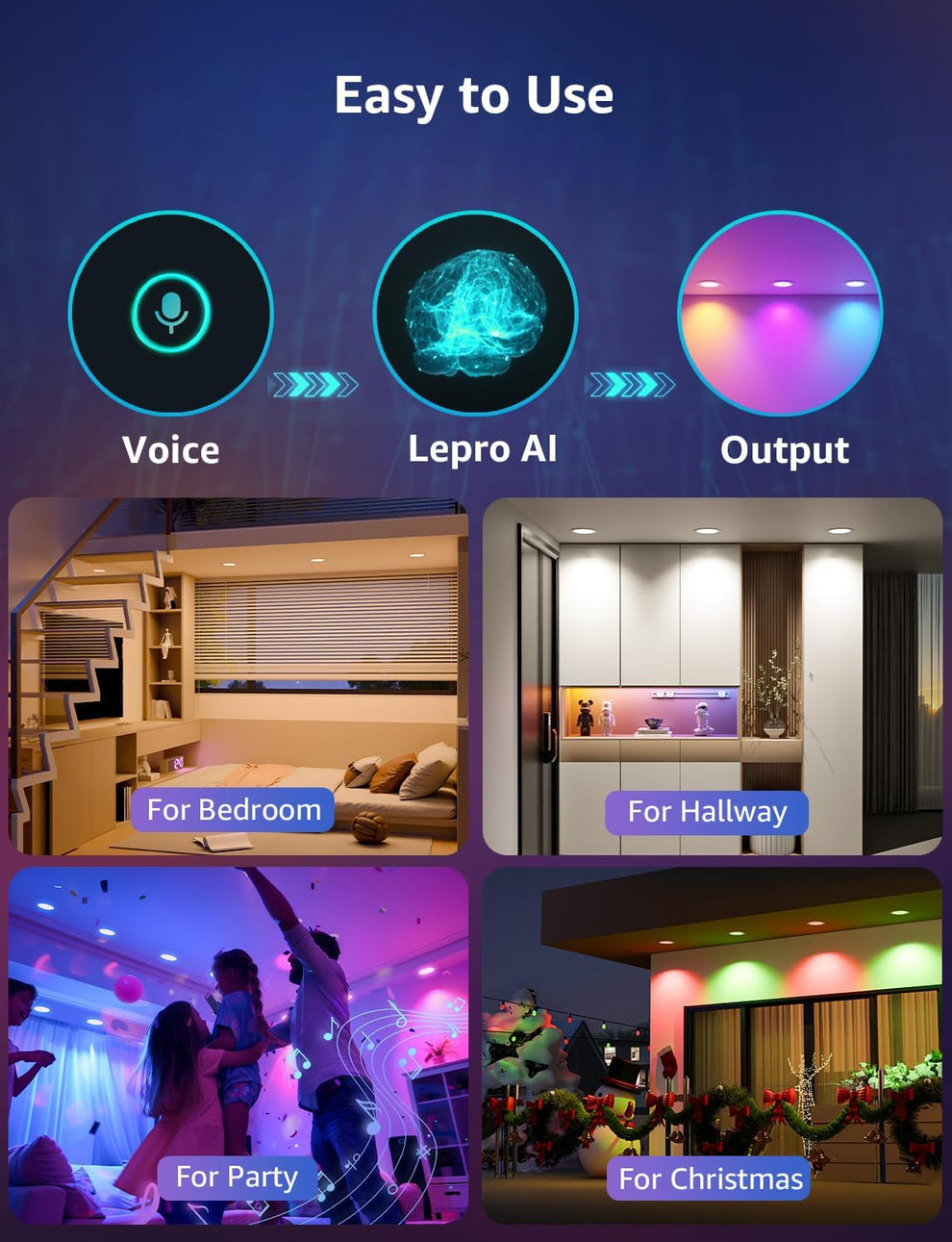 Lepro R2 AI Smart Recessed Lights | Colorful Ceiling Lighting with AI ...