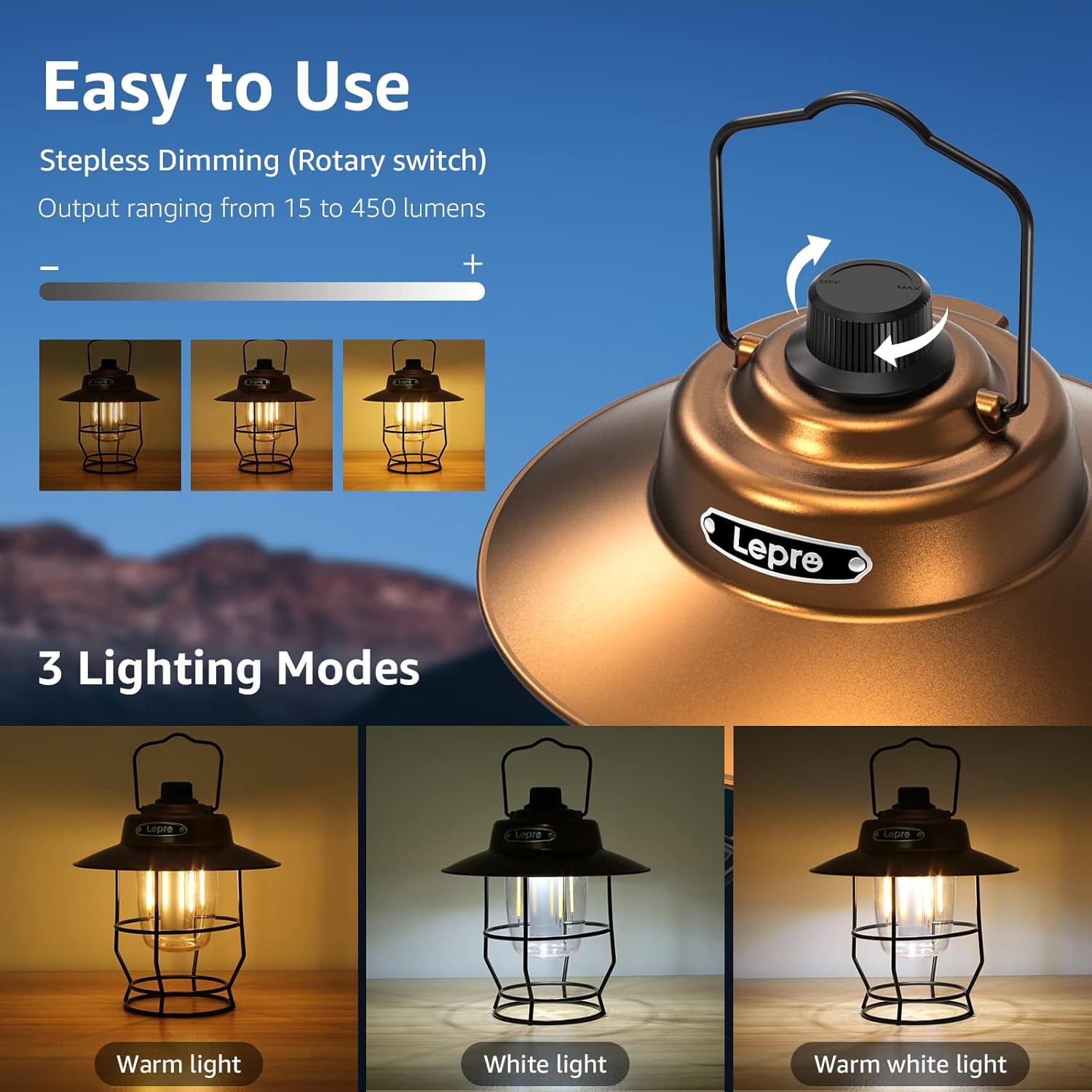 Lepro Vintage Rechargeable LED Camping Lantern – Lepro US