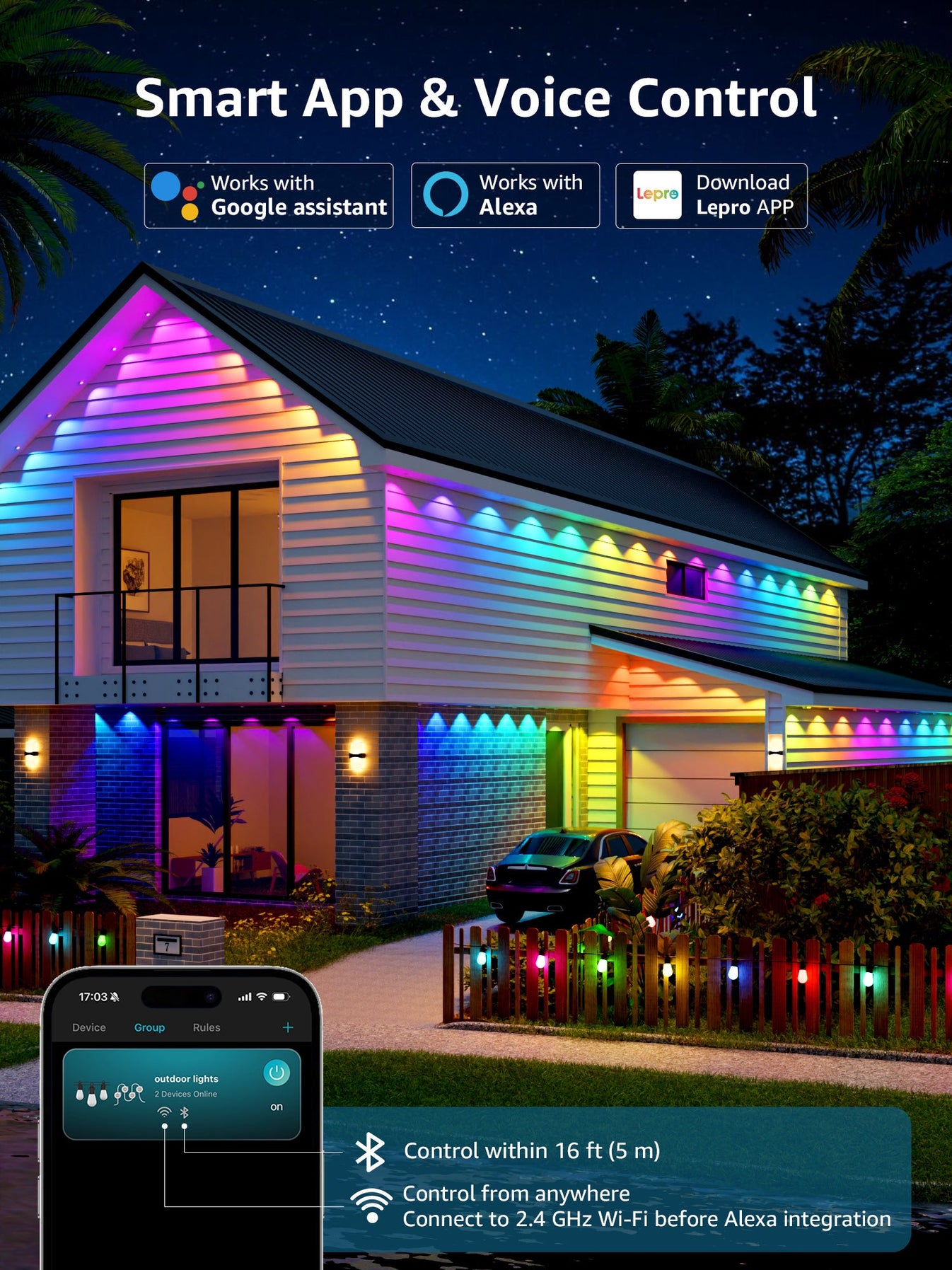 Lepro E1 AI Permanent Outdoor Lights | Holiday & Year-Round Decor ...